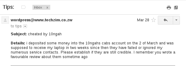 Local e-commerce startup, 10ngah, fails customers - Techzim