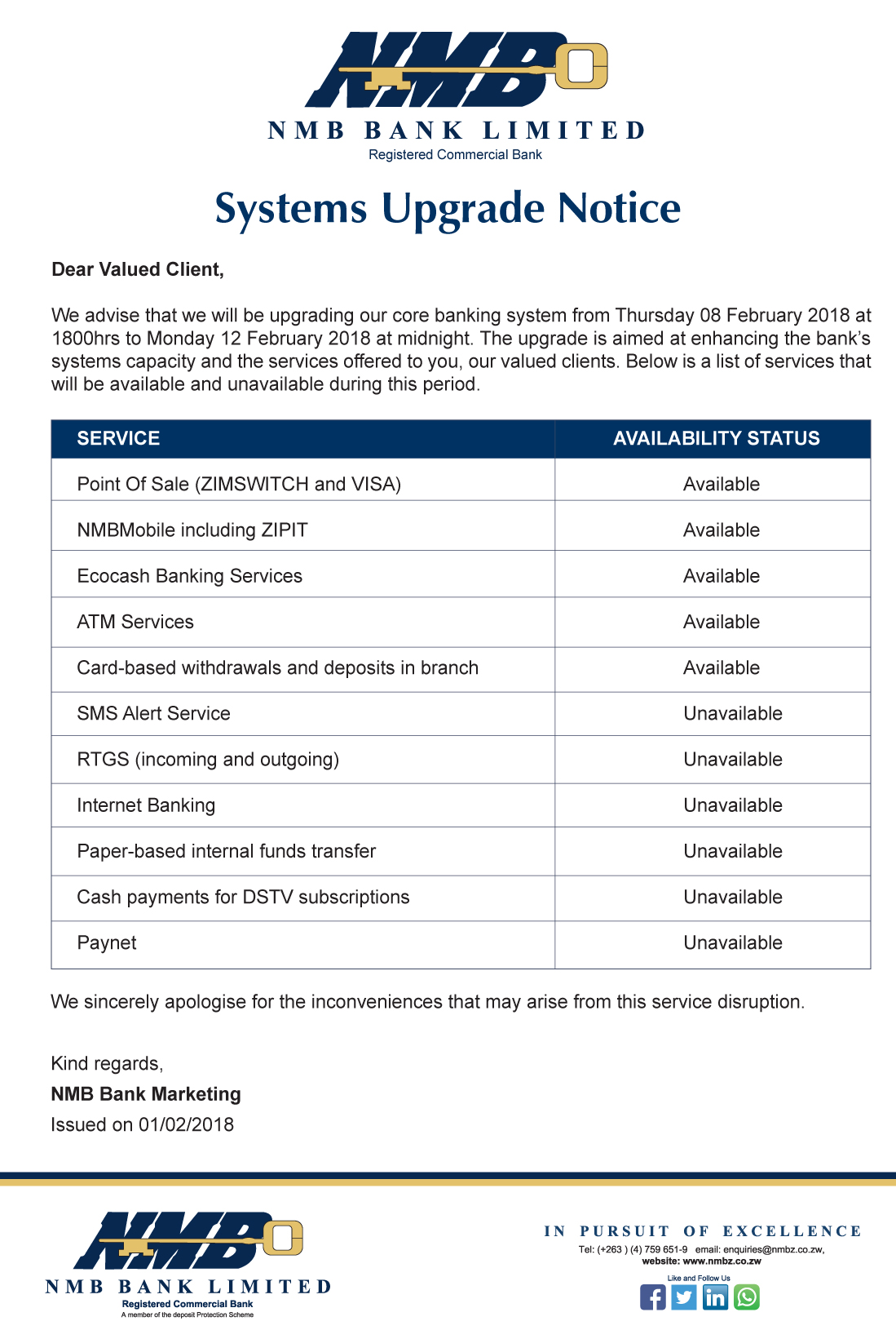 NMB Customers Get Ready For Four Days Without Some Services As They ...
