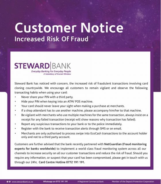 'Card Cloning' On The Rise: Steward Bank Warns Customers To Guard ...