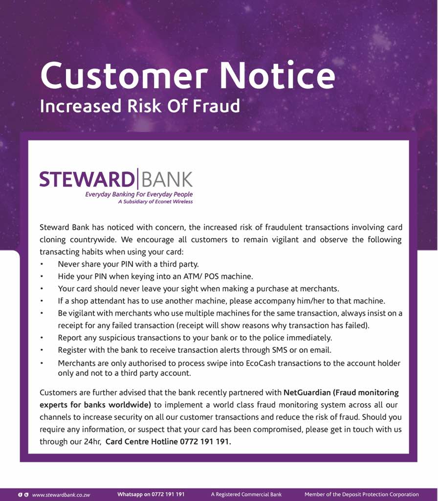 'Card Cloning' On The Rise: Steward Bank Warns Customers To Guard ...
