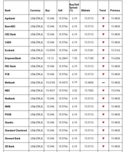 Bank Foreign Currency Exchange Rates Today- 22 October - Techzim