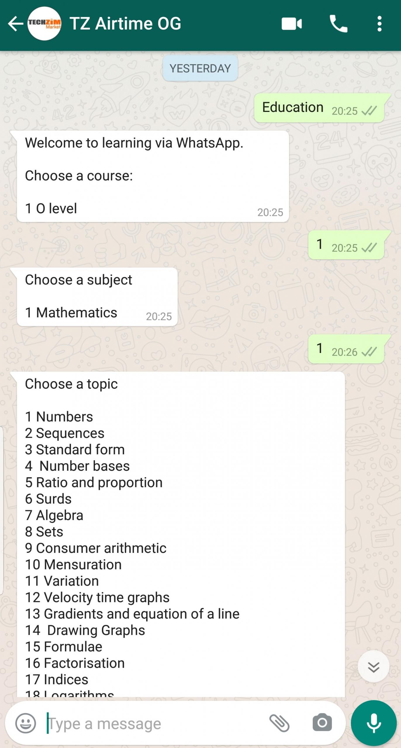 Techzim bot now has educational content! Here's how you can start ...