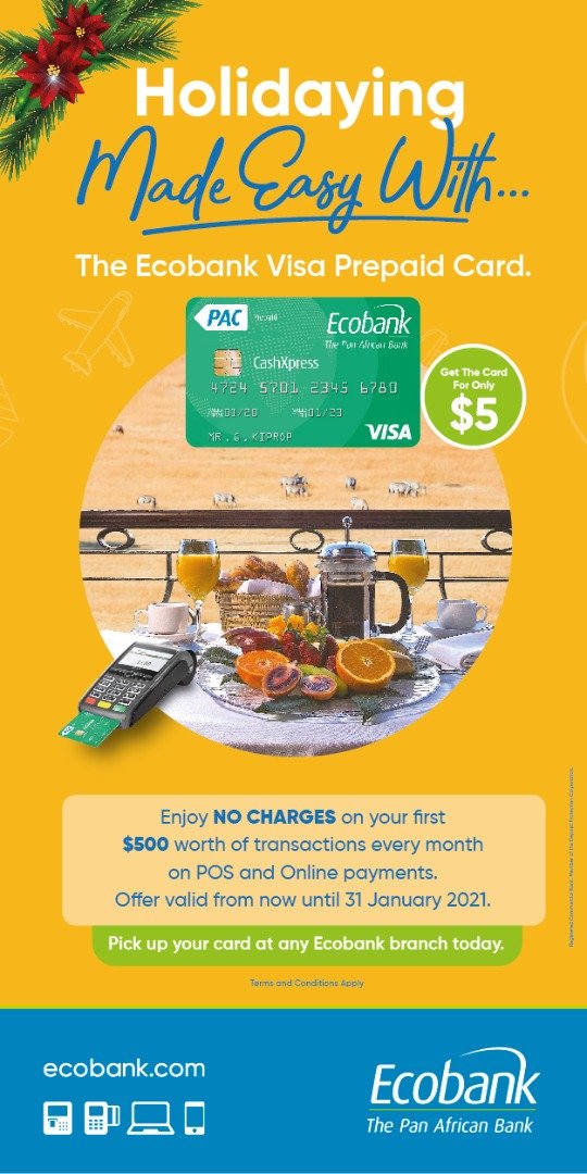 Ecobank VISA prepaid has no charges for first US$500 in transactions ...