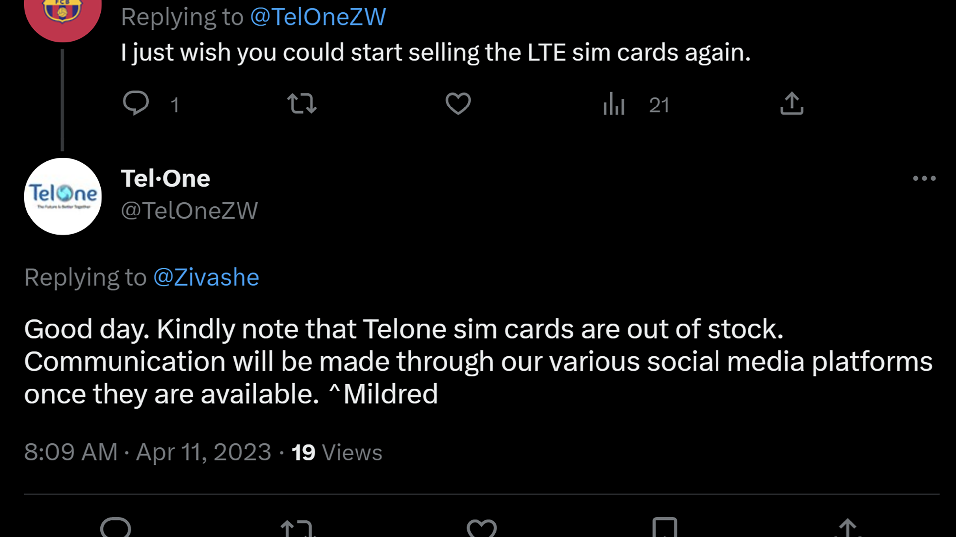 Why you can't buy a TelOne Blaze LTE sim card right now - Techzim