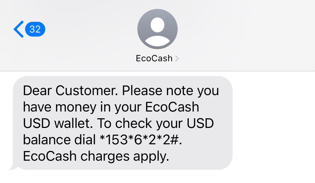 EcoCash, stop prompting people to check their USD balances and charging ...